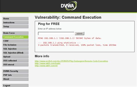 i m newbie dvwa command execution low level
