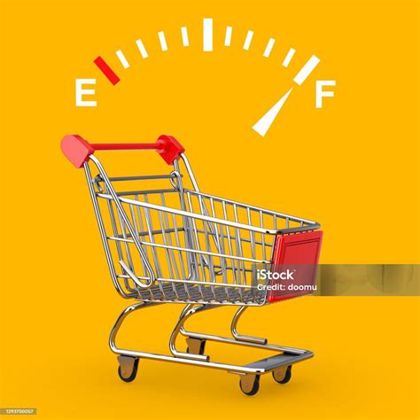 쇼핑 카트 트롤리 근처의 전체 탱크를 보여주는 연료 대시 보드 게이지 표지판 3d 렌더링 가득 찬에 대한 스톡 사진 및 기타 이미지 가득 찬 개념 계기판 측정기