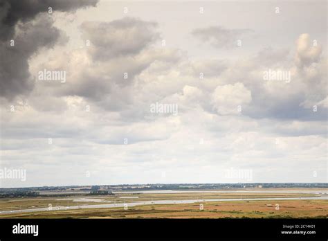 Hight View Point Looking Down At The Countryside Of Essex Coastline In