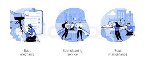 Boat Maintenance Isolated Cartoon Vector Illustrations Se Stock