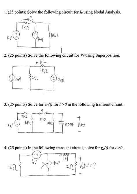 Solved 1 25 Points Solve The Following Circuit For Io Using Nodal