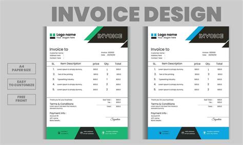 Free Vector Business Invoice And Bill Paper Design Template Company Invoice Order Payment