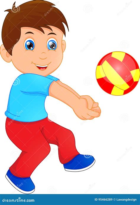 Смешной мальчик играя шарик залпа Иллюстрация вектора иллюстрации насчитывающей смешно
