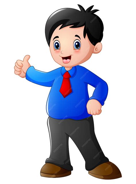 엄지 손가락을 포기하는 만화 사업가의 벡터 일러스트 레이 션 프리미엄 벡터