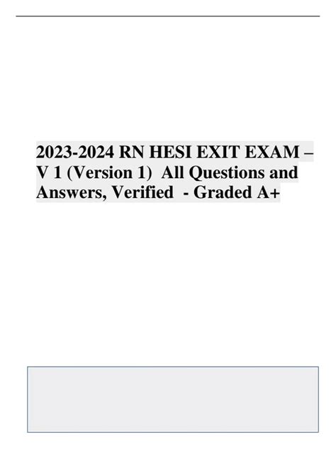 RN HESI EXIT EXAM VERSION 1 V1 QUESTIONS ANSWERS LATEST 100 PASS Nursing Pharmacology