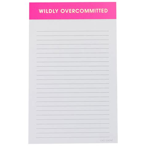 Chez Gagné Funny Lined Notepad For Office Home Wildly Overcommitted
