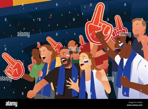 A Vector Illustration Of Cheering Sports Fans Stock Vector Image And Art