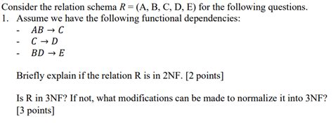 Solved Consider The Relation Schema R A B C D E For Chegg