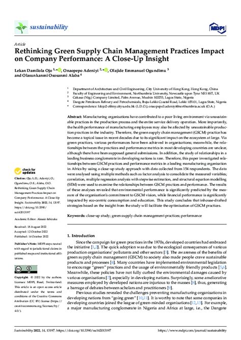 Pdf Rethinking Green Supply Chain Management Practices Impact On