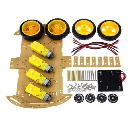 Kit Chassi Duplo 4wd 4 Rodas Robótica Carro Robô Arduino Shopee Brasil