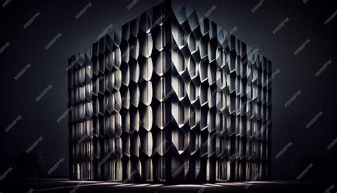 Free Photo Modern Architecture Shapes Futuristic Metallic Backdrop Indoors Generative Ai