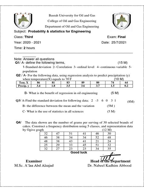Final Exam Statistics Pdf