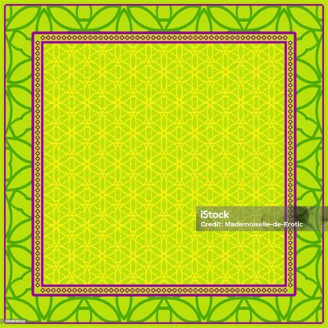 손그리기 꽃 장식으로 기하학적 패턴입니다 벡터 일러스트입니다 직물 섬유 두건 인쇄 녹색 노란 색상 꽃 식물에 대한 스톡 벡터 아트 및 기타 이미지 Istock