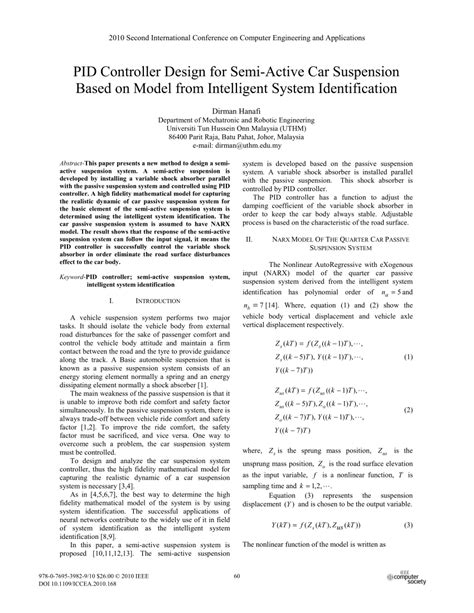 Pdf Pid Controller Design For Semi Active Car Suspension Based On