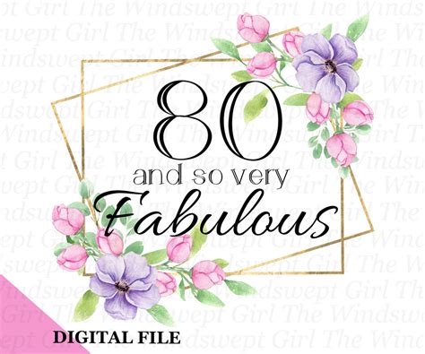 80th Birthday Clipart Birthday Sublimation File Birthday Printable