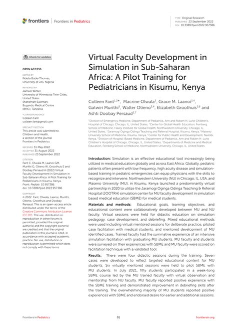 Pdf Virtual Faculty Development In Simulation In Sub Saharan Africa A Pilot Training For