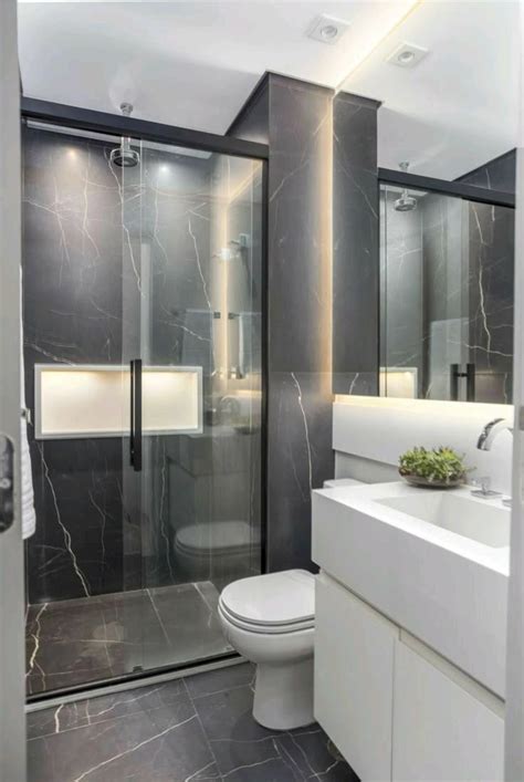 Banheiro Moderno Com Box Preto Banheiro Cinza E Branco Modern