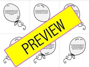 Counting Principle Permutation Task Cards Digital PDF By Activities By Jill