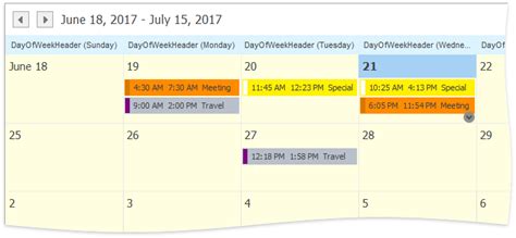 Day Of Week Headers Winforms Controls Devexpress Documentation