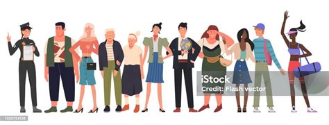 사람들의 군중 다양한 시민 그룹 다른 인종 직업과 나이의 남자 여자 사람들에 대한 스톡 벡터 아트 및 기타 이미지 사람들