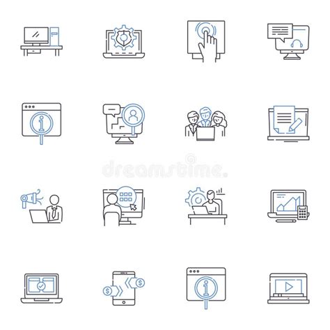 Market Research Line Icons Collection Surveys Data Analysis