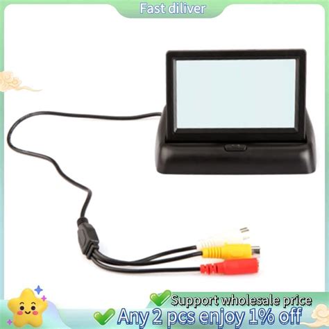 จอภาพถอยหลัง Tft Lcd สีแบบพับได้ 4 3 นิ้วสําหรับกล้องเบาะหลังรถยนต์