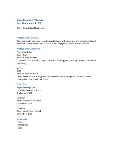 Sonia Francisco Zotopera Cv En Pdf Law