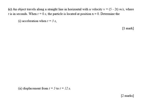 solved c an object travels along a straight line in