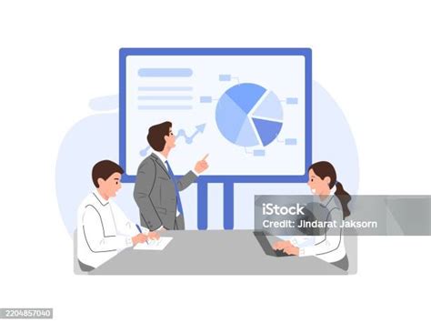 전문가들이 차트와 데이터에 대해 논의하는 팀워크를 보여주는 비즈니스 회의의 벡터 그림입니다 그래프에 대한 스톡 벡터 아트 및 기타 이미지 Istock