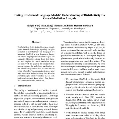 Testing Pre Trained Language Models Understanding Of Distributivity Via Causal Mediation