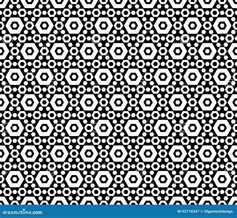 Black And White Hexagonal Geometric Seamless Pattern Stock Vector Illustration Of Hexagonal