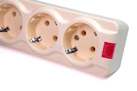 Three Socket Power Strip With Red Indicator Stock Image Image Of Component Hardware 372552907