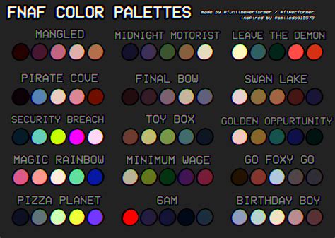 Five Nights At Freddys Color Scheme
