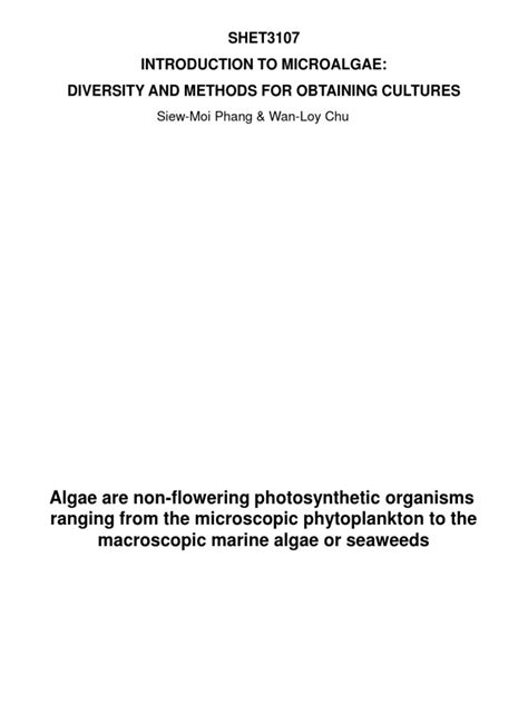 Practical 1 Isolation Of Algae Pdf Algae Chloroplast