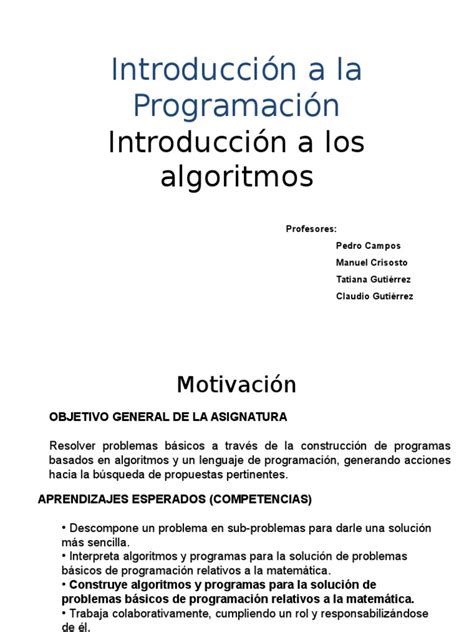 Introducción A La Programación Algoritmos Enseñanza De Matemática