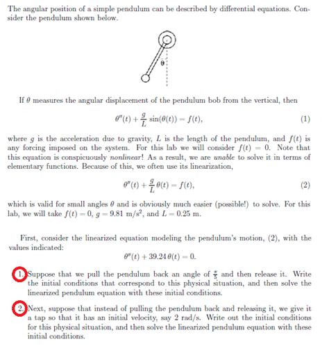 The Angular Position Of A Simple Pendulum Can Be Chegg