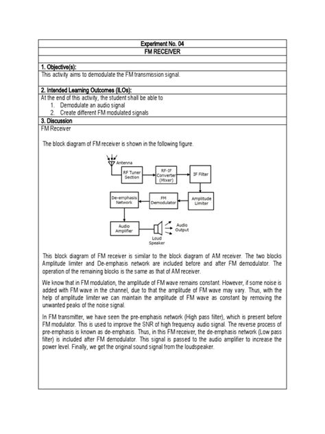 Experiment 04 Pdf Frequency Modulation Modulation