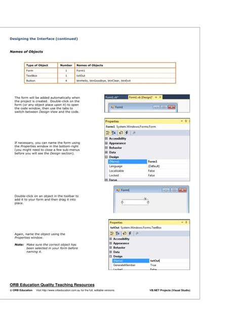 Vbnet Projects 1 3 Visual Studio Orb Education Australia