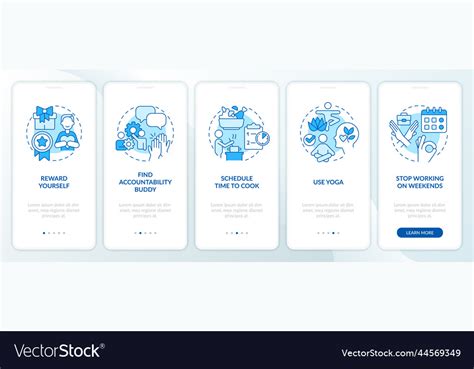 Deal With Work Burnout Blue Onboarding Mobile App Vector Image
