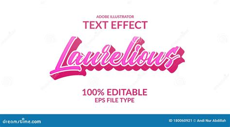 Pink Script Feminine Adobe Illustrator Text Effect Girly Editable Text Effect Stock