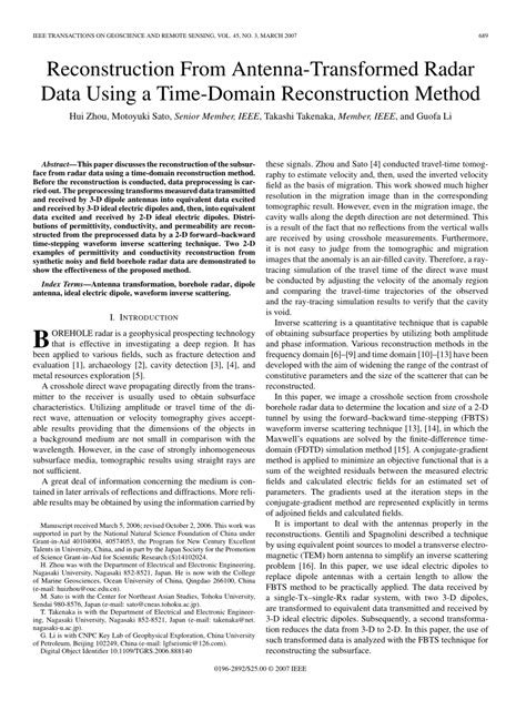 Pdf Reconstruction From Antenna Transformed Radar Data Using A Time Domain Reconstruction Method