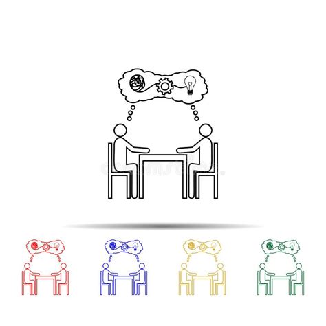 People Sitting On The Table Idea Multi Color Style Icon Simple Thin Line Outline Vector Of
