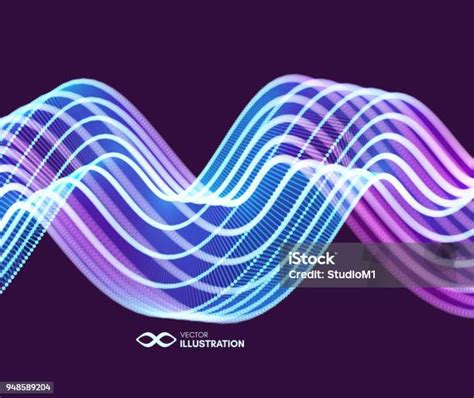 물결 모양 배경 모션 효과 함께입니다 3d 기술 스타일입니다 벡터 일러스트입니다 3차원 형태에 대한 스톡 벡터 아트 및 기타