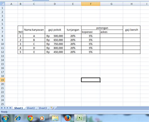 Rumus Excel Gaji Pokok Dan Tunjangan Ruang Baca