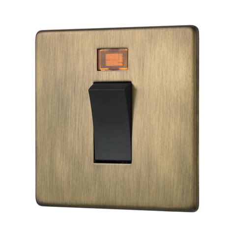 Burnished Brass Screwless Cooker Switch With Neon Indicator Wandsworth Electrical