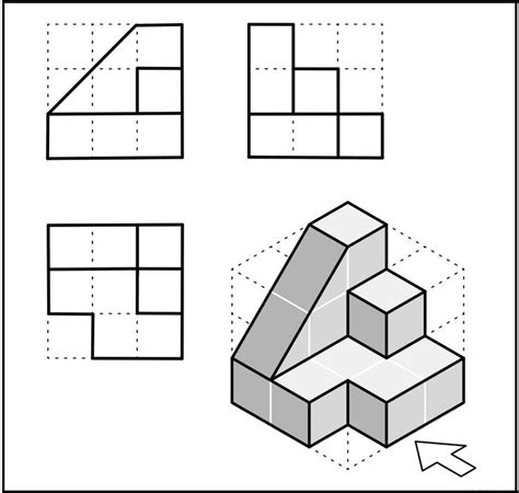 Orthographic Projection Practice One By Cad Shop By Cadesigns Tpt C4f Geometric Drawing