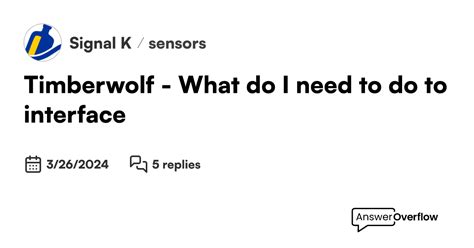 Timberwolf What Do I Need To Do To Interface Signal K