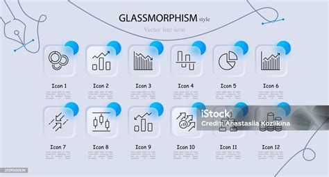 차트 아이콘 집합입니다 그래프 그림 기하학 수학 다이어그램 통계 원 함수 표 인포그래픽 Glassmorphism 스타일 비즈니스