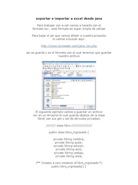 Exportar E Importar A Excel Desde Java Pdf Archivo De Computadora Microsoft Excel