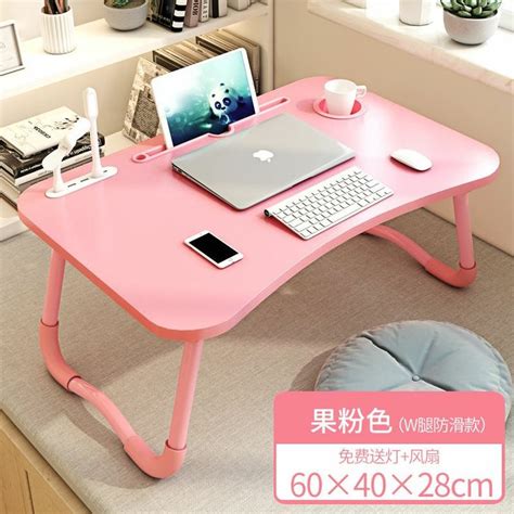 Pink Computer Desk With Laptop And Mouse Pad